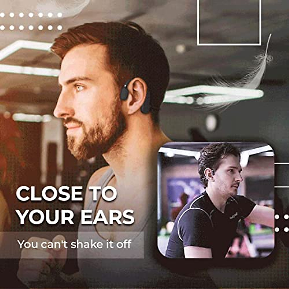 Wireless Bluetooth Headset, Hanging Ear Bluetooth Headset, Osteoconductive Headset, Sports Headset Business Headset, 360° Stereo Noise Reduction Ear Protection Waterproof Bluetooth Headset (Black)
