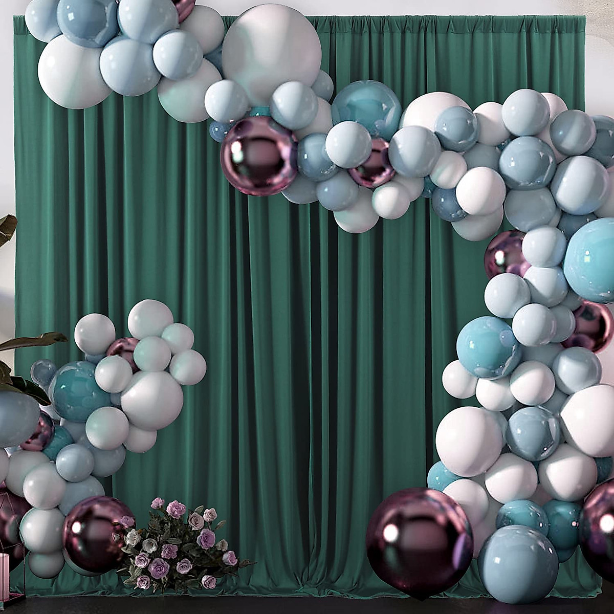 10ftx10ft Hunter Green Backdrop Curtains for Parties Weddings Baby Shower Dark Green Curtain Backdrop Birthday Event Party Photo Booth Backdrop Wrinkle Free Fabric Background 5ftx10ft, 2 Panels