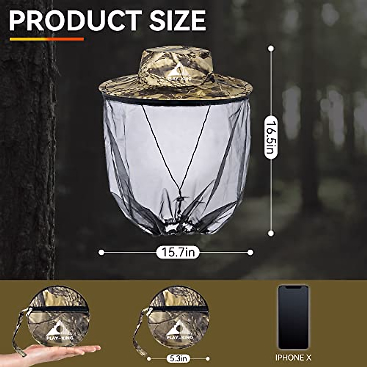 Head Net Hat Beekeeping Beekeeper Bee Veil Hat Bucket Hat with Hidden Net Mask Hunting Netting Hat Detachable Mesh Hood Cap Halloween Costume for Men Women Safari Hat Outdoor Hiking Fishing Gardening