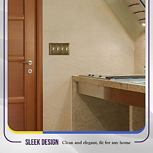 ENERLITES Quad Toggle Light Switch Metal Cover Plate, Stainless Steel Wall Plate, Corrosion Resistant, Standard Size 4-Gang 4.50" x 8.19", Stainless Steel 201, 7714-AB, Antique Brass