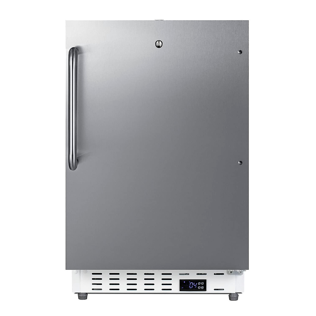 Summit Appliance SCR504SSTBADA 21" Wide Built-in Undercounter ADA Compliant Commercial All-refrigerator with Stainless Steel Door, Front Lock, Automatic Defrost and White Cabinet