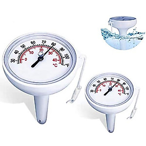 2 Pcs Floating Pool Mechanical Thermometer with String Water Temperature Thermometer with Accurate Temperature Readings Perfect for Outdoor and Indoor Swimming Pool Hot Tub Aquariums Spa Jacuzzi Pond