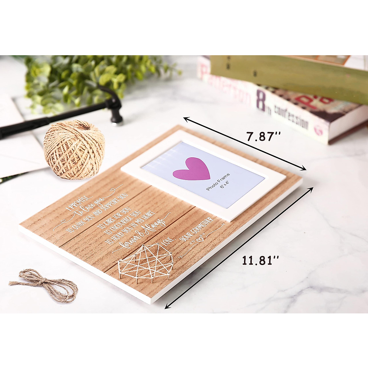 Sioial Godchild Godson Goddaughter Frame Gift from Godmother-Baptism Picture Frame Gift for Godchild- Christening Keepsake Photo Frame Gift - Unique Milestones Dedication Gift for Godchild