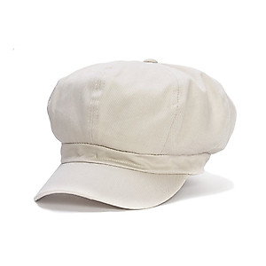 Cotton Elastic Newsboy Cap - Stone