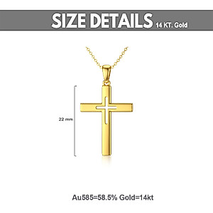 SISGEM 14K Solid Gold Cross Necklace for Women,Yellow Gold Faith Cross Pendant Necklaces Religious Jewelry Anniversary Birthday Gifts for Wife Mom 16''-18''