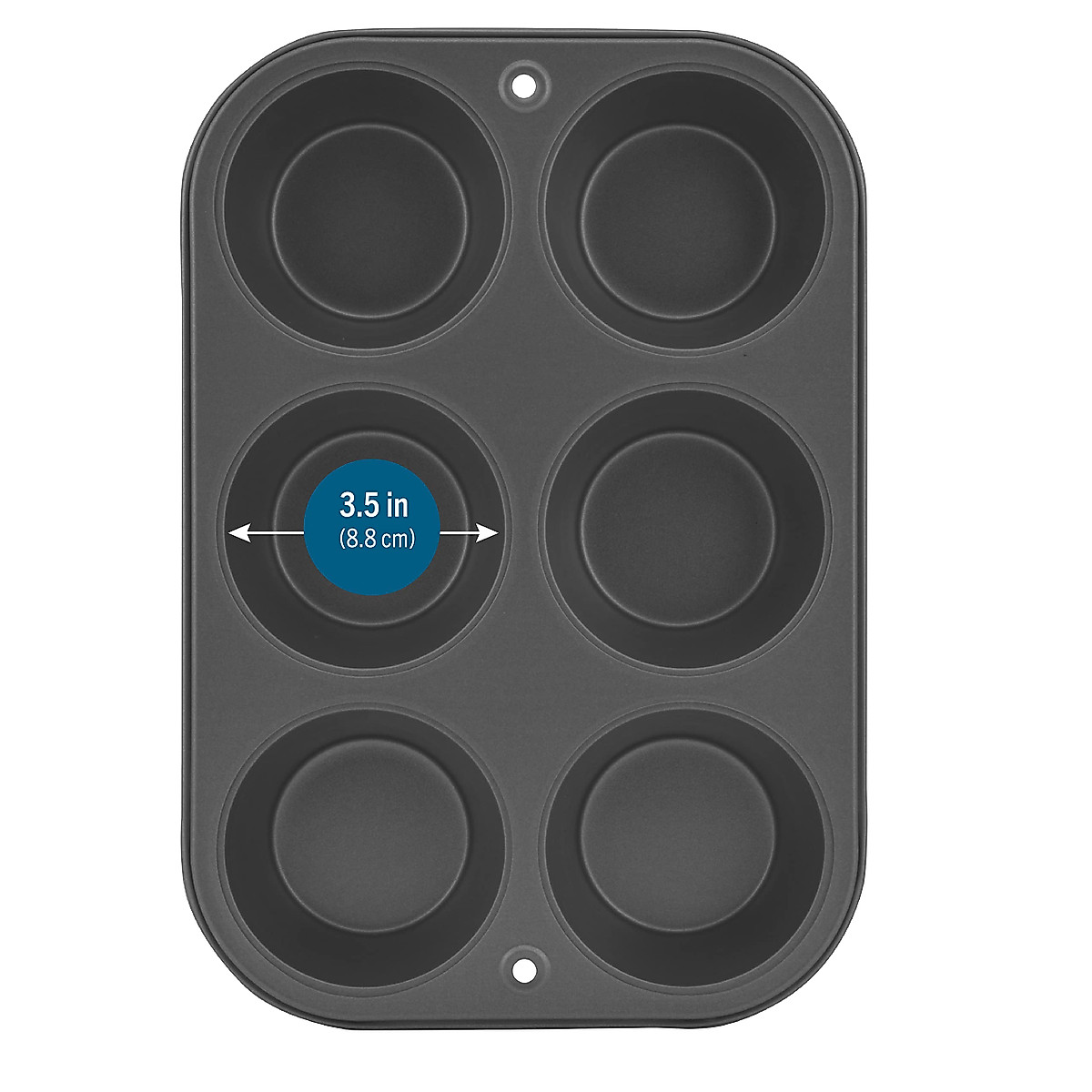 Mainstays 6 Cup Nonstick Jumbo Muffin Pan, Jumbo Cupcake Pan, 3.5" Diameter Cup, Gray