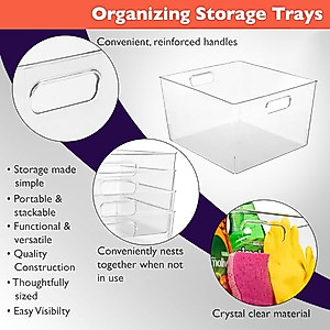 ClearSpace Clear Plastic Storage Bins – XL 6 Pack Perfect Kitchen or Pantry Organization Fridge Organizer and Storage Bins, Cabinet Organizers