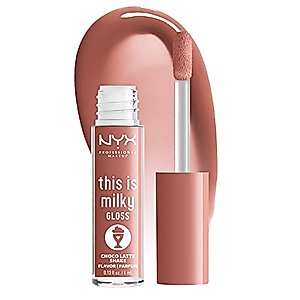 NYX PROFESSIONAL MAKEUP This Is Milky Gloss, Lip Gloss with 12 Hour Hydration, Vegan - Choco Latte Shake (Milk Chocolate)