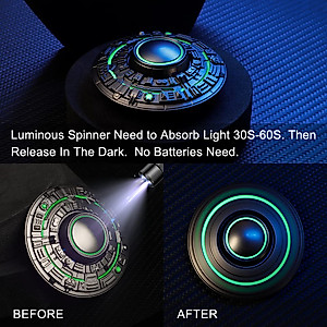 Cool Spaceship Fidget Spinners Metal, UFO Model Finger Hand Spinner, Stress Desk Fidget Toys Gift for Kids & Adults, Luminous Night Effects, Exclusive Desk Spinning Top Prizes