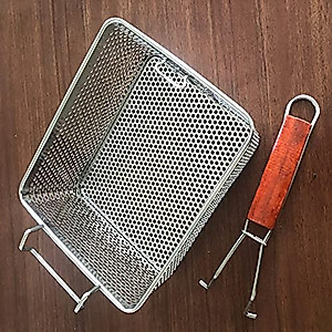 TEMKIN Chip Basket Stainless Steel Encrypted Frying Basket Commercial French Fries Basket Fried Food Filter Mesh with Anti-scalding Handle Kitchen Cooking Tools Basket