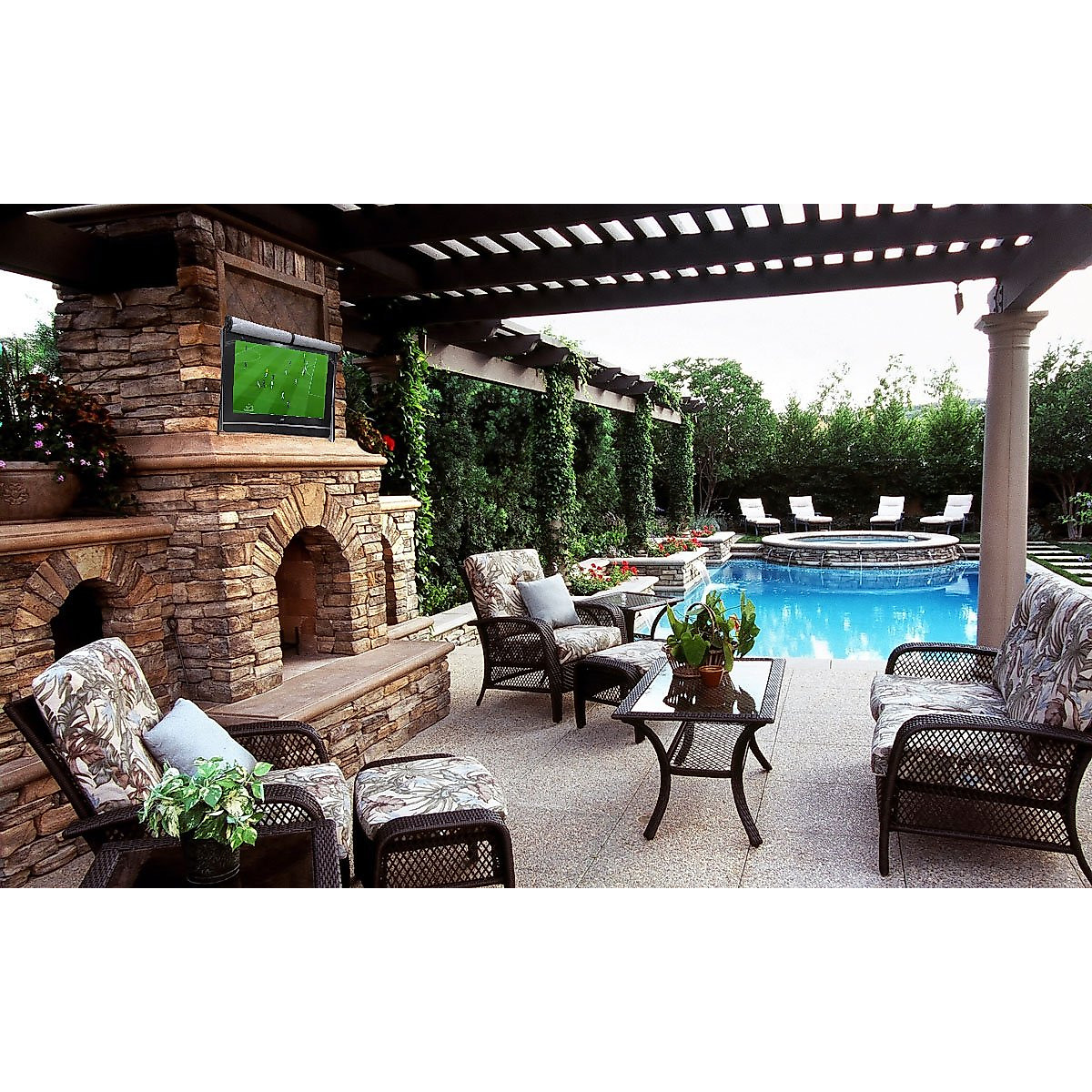 acoveritt Outdoor 55" TV Set Cover,Scratch Resistant Liner Protect LED Screen Best-Compatible with Standard Mounts and Stands (Black)