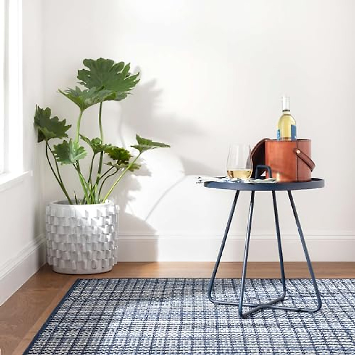 Dash and Albert Coco Indoor/Outdoor Area Rug - 8' x 10' Blue Plaid Handwoven Washable Accent Rug - Durable, Fade Resistant, High Traffic Friendly