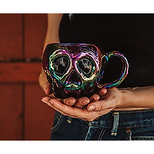 Disney Villains Evil Queen Poison Apple Iridescent Electroplated 3D Sculpted Ceramic Mug | Large 20-Ounce Coffee Cup