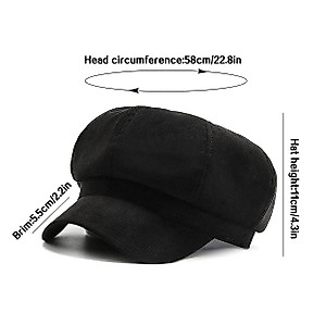 XYIYI Black Fashion Newsboy Caps Visor Beret Hats Paperboy Gatsby Hat Octagonal Cap for Womens Girls