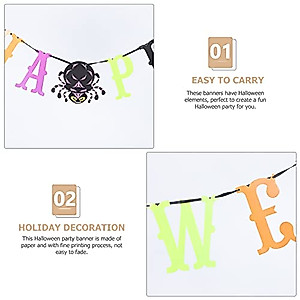 ABOOFAN 2 Sets Happy Halloween Banner Paper Hanging Paper Pumpkin Bat Spider Bunting Garland for Halloween Party Decorations