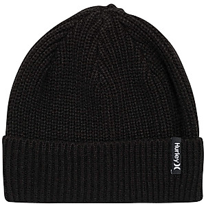 Hurley Men's Cuffed Beanie - Loose Knit Winter Hat, Size One Size, Black