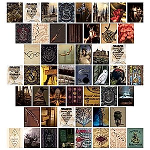 CON*QUEST Conquest Journals Harry Potter Hogwarts Wall Collage, 8"x10", Set of 50 Official Wizarding World Art Prints, Printed on Quality Card Stock, Matte Finish