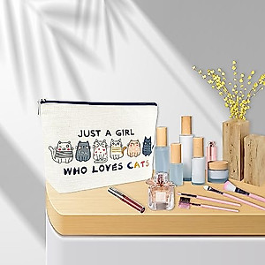Cat Makeup Bags for Women, Cute Cat Themed Gifts for Girls, Small Cat Lover Travel Cosmetic Bag Zipper Pouch for Teens Daughter Sister Bestie, Funny Cat Mom Stuff Birthday Christmas Decorations