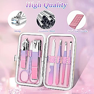 Nail Clippers Set, Manicure Set Professional Men Women Grooming Set 8 in 1 Stainless Steel Nail Care Tools with Mini Luxurious Travel Case Gifts for Business Familly Friend