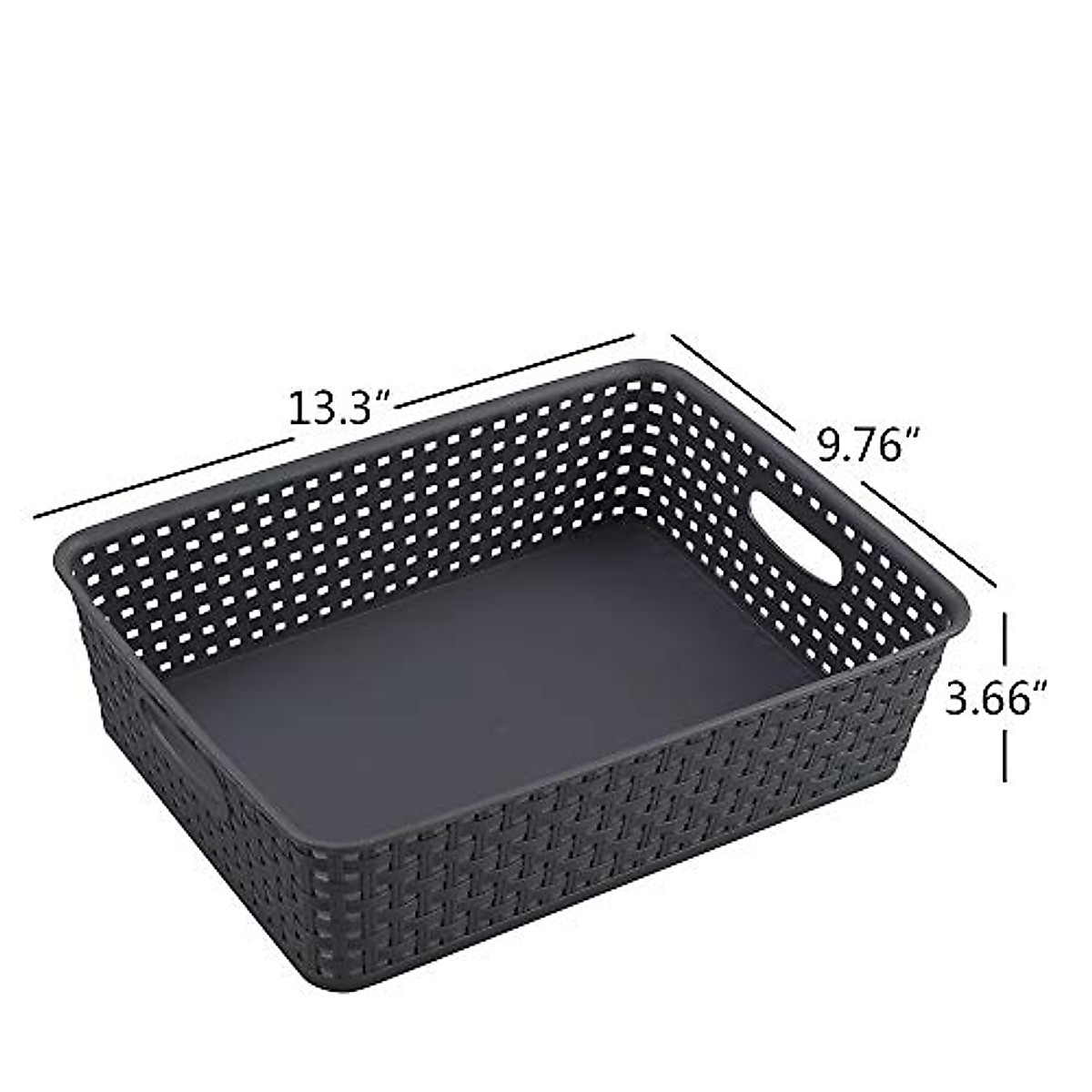Asking 4-Pack Plastic Woven Paper Storage Basket, Gray