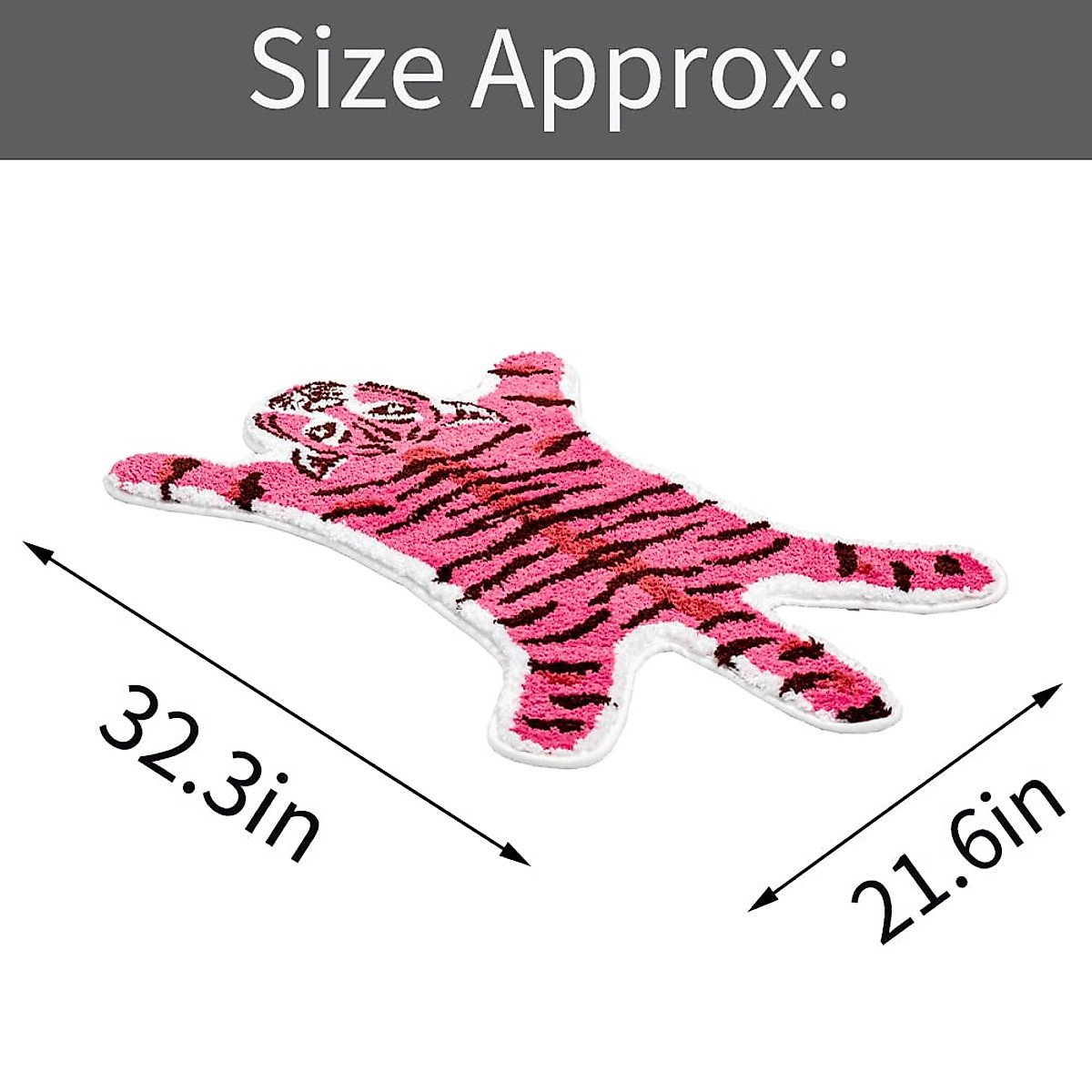 ZSCYD-yingda1992 Tiger Shaped Rug Animals Bath Mat Rug Non-Slip Bathroom Door Mat for Bedroom Kitchen Cartoon Area Rug for Tub Soft Bathmat Home Decor Pink+Brown