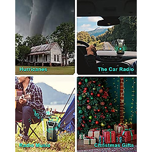 Emergency Hand Crank Radio, Portable AM/FM NOAA Weather Radio with 4000mAh Power Bank & Flashlight,Solar Charging, SOS Alarm for Outdoor, Emergency and Hurricane Supplies