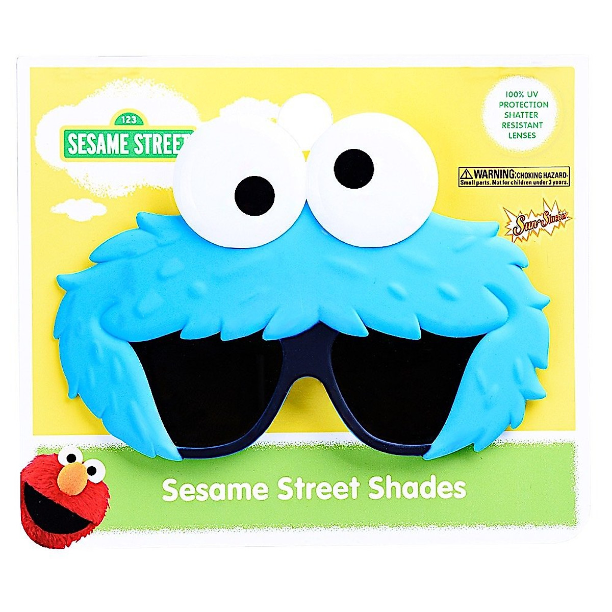 Sun-Staches Cookie Monster Official Lil’ Characters Sesame Street Sunglasses Costume Accessory, UV400 Protection, Sweet Blue Mask, One Size Fits Most Kids