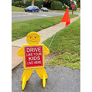Drive Like Your Kids Live Here and Please Slow Down Safety Kid Sign, Double sided, Warning for Neighborhood Street/Pedestrians/Children at Play