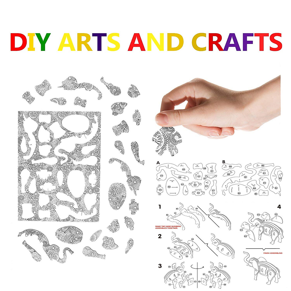 DDMY 6 Pack 3D Coloring Puzzle Set, Art Coloring Painting Puzzle for Kids Age 7 8 9 10 11 12, Fun Creative DIY Toys for Girls Boys