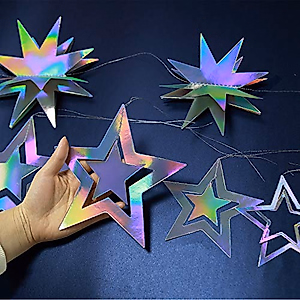 Star Party Decoration Iridescent Party Supplies Holographic Twinkle Little Stars Garlands Hanging Euphoria Party Decorations Backdrop Birthday Bachelorette Ramadan EID Graduation Prom Disco Party