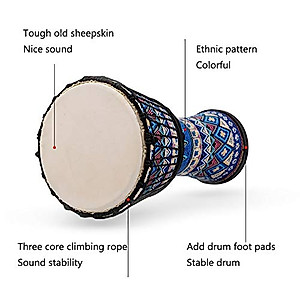 LuiYninhuoJin Djembe, Goatskin Cloth Drums Djembe Hand-Painted African Drums Cloth Stitching Djembe for Kids Adults Awesome Gifting Idea (Color : F-10in)
