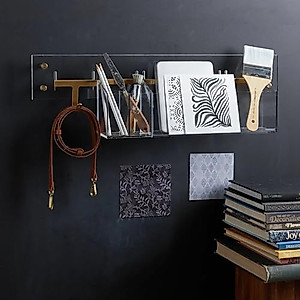 russell+hazel Acrylic Rail, Clear with Gold-Toned Hardware, 24” x 4” x .25” (44622)