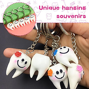 18 Pack Tooth-Shaped Resin Keychains, Dental Key Rings Handbag Pendants Gifts for Dentist, Dental Patients, Birthday Graduation Gifts for New Dentists, Basket Stuffers Party Favors