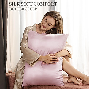 Adubor Silk Pillowcase - Mulberry Silk Pillow Case, 23 Momme 6A Grade Fibers, 900 Thread Count, Silk Pillow Cases for Hair and Skin Health, with Hidden Zipper (Standard 20''×26'', Pink, 1PC)