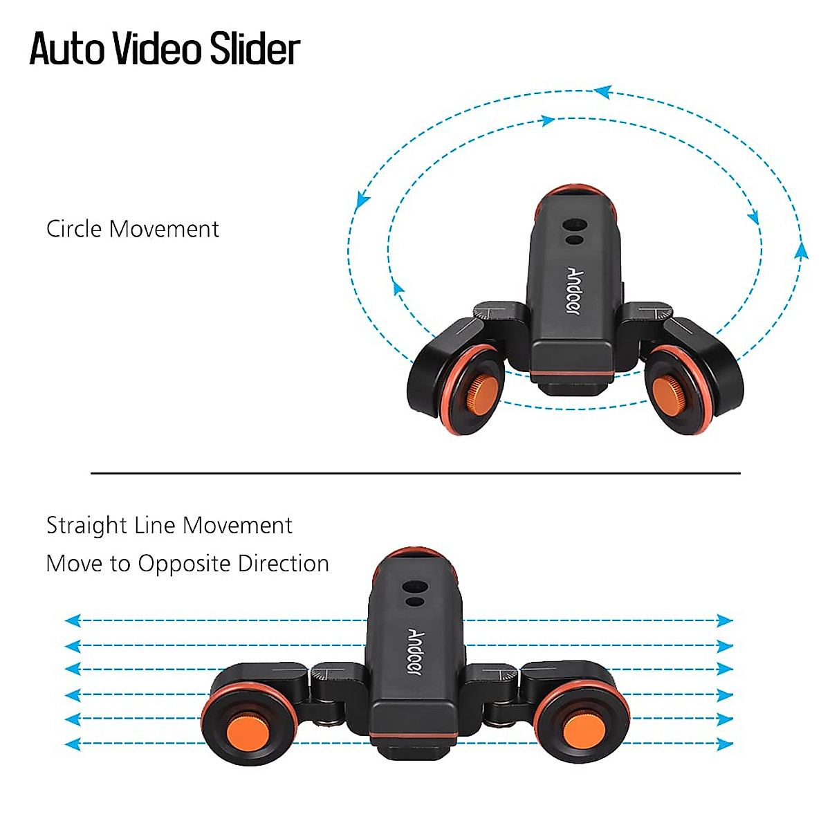 Andoer 3-Wheels Wireless Remote Control Motorized Camera Video Auto Dolly 3 Speed Adjustable with Mini Flexible Ballhead Mount Adapter Compatible with Canon Nikon Sony DSLR Camera Smartphone
