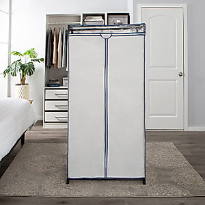 Simplify, Organizer, for Clothes and Accessories, Heavy Duty, Hanging Rod, Easy to Assemble in White 36" Wide Portable Closet