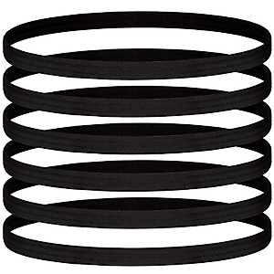 12 Pieces Thin Elastic Sports Headbands Skinny Athletic Hair Bands Yoga Head Band Sweatband for Exercise Yoga Workout Running Soccer, Black