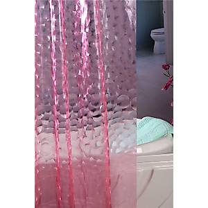 Adwaita Newest Design 3D Bubbles Shower Curtain Liner, No Odors,Eco Friendly(Pink)