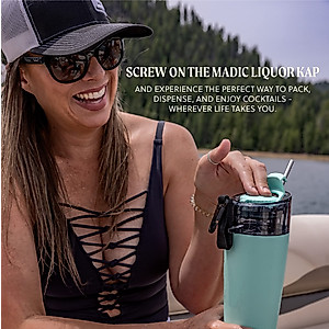 Flaskap Madic Drinking System | Insulated Tumbler with Shot Dispenser | Cup Holder Friendly | Splash Resistant | Leak Proof Tumbler (6 oz Black Madic, 22 oz Stainless Steel Volst)