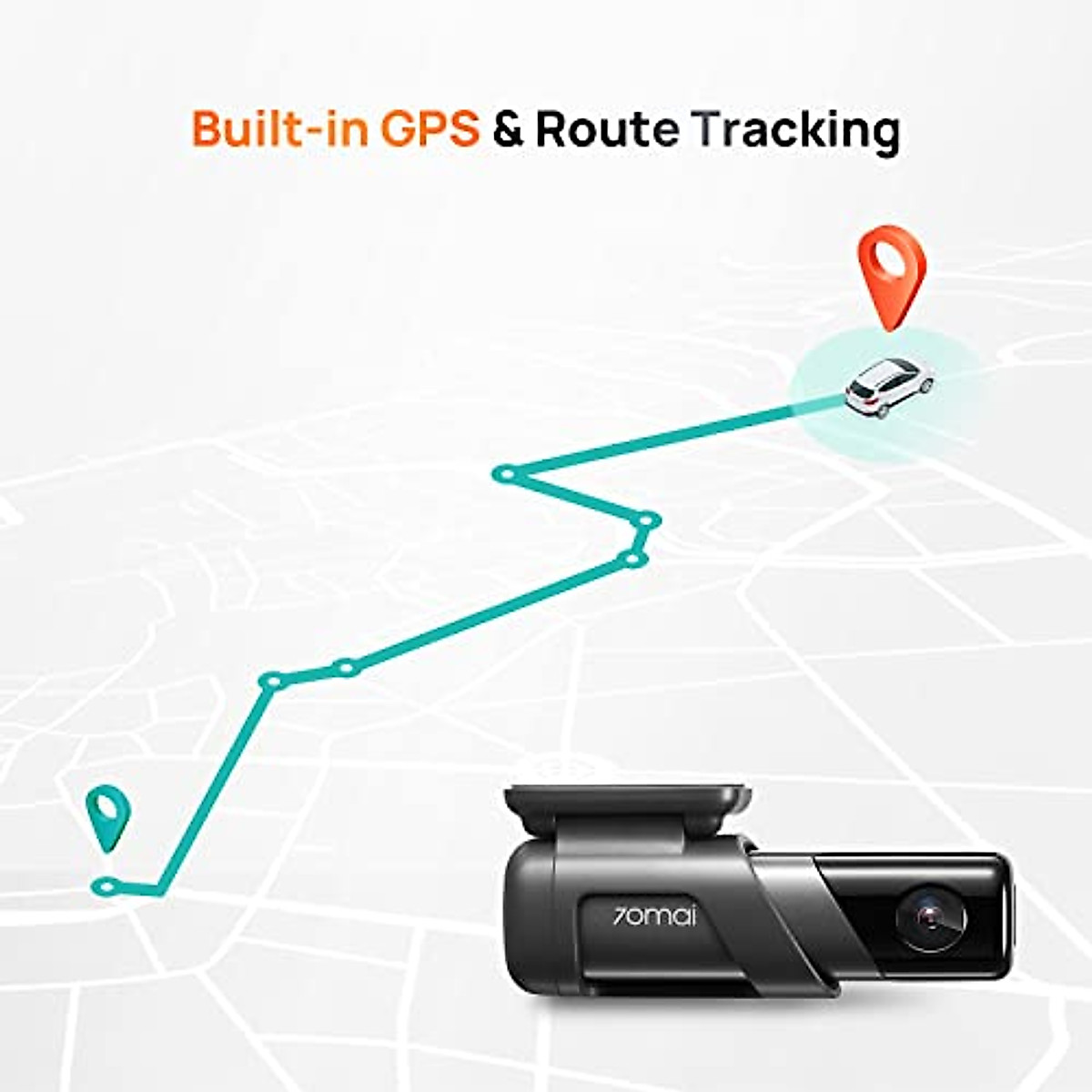 70mai True 2.7K 1944P Dash Cam M500, eMMC Built-in 128GB Storage, Powerful Night Vision with HDR, 170° FOV, 24H Parking Surveillance, Time-Lapse Recording, Built in GPS, ADAS, iOS/Android App Control