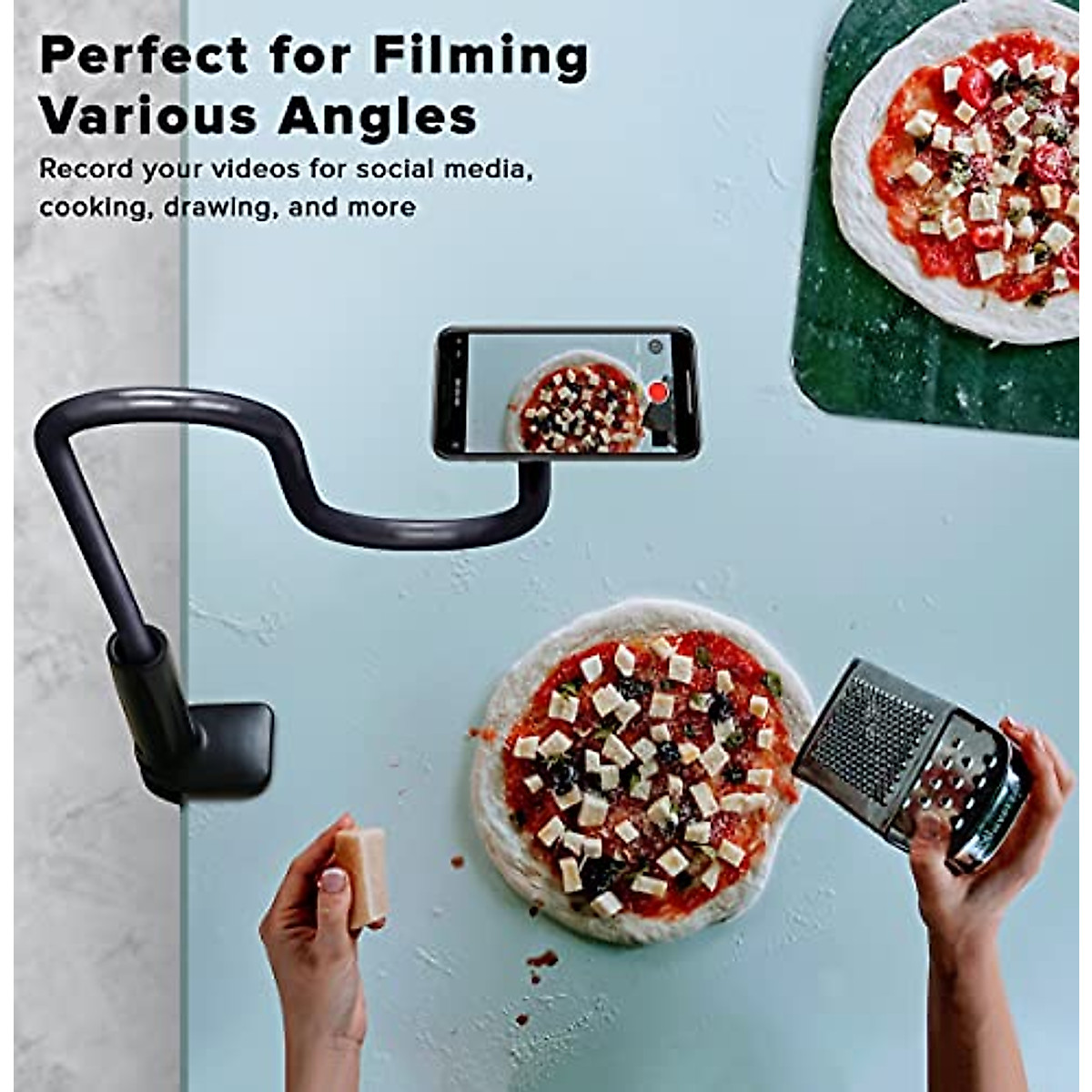 Debranded Products Magnetic Gooseneck Phone Holder Mount - Heavy Duty Magnetic Stand, Phone Accessories for Bed, Desk, Heavy Duty Magnet and Long Arm, Overhead Stand, Compatible with All Smartphones