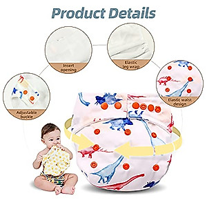 Baby Cloth Diapers One Size Adjustable Washable Reusable Pocket Diapers for Baby Girls and Boys 5 Packs +5 Microfiber Inserts