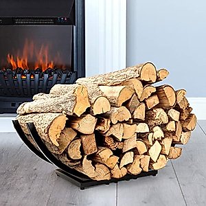 Qiang Ni Curved Firewood Rack Heavy Duty Wood Rack Log Holder Indoor/Outdoor for Fireplace Wood Storage (22-Inch)