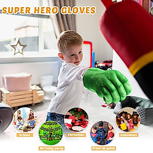 XYMTOY Superhero Toys Incredible Smash Fists Incredible Gloves Boxing Gloves for Toddlers Boys and Girls,Green