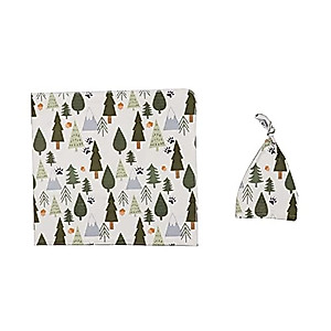 Terriboo Newborn Receiving Blankets Baby Swaddle Hat Set Tree Pattern