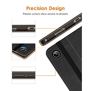 DTTO for Samsung Galaxy Tab A8 10.5 Inch Case 2022, Premium Leather Business Folio Stand Cover with Built-in Hand Strap for Galaxy Tab A8 10.5" 2022 Model [SM-X200/X205/X207], Black