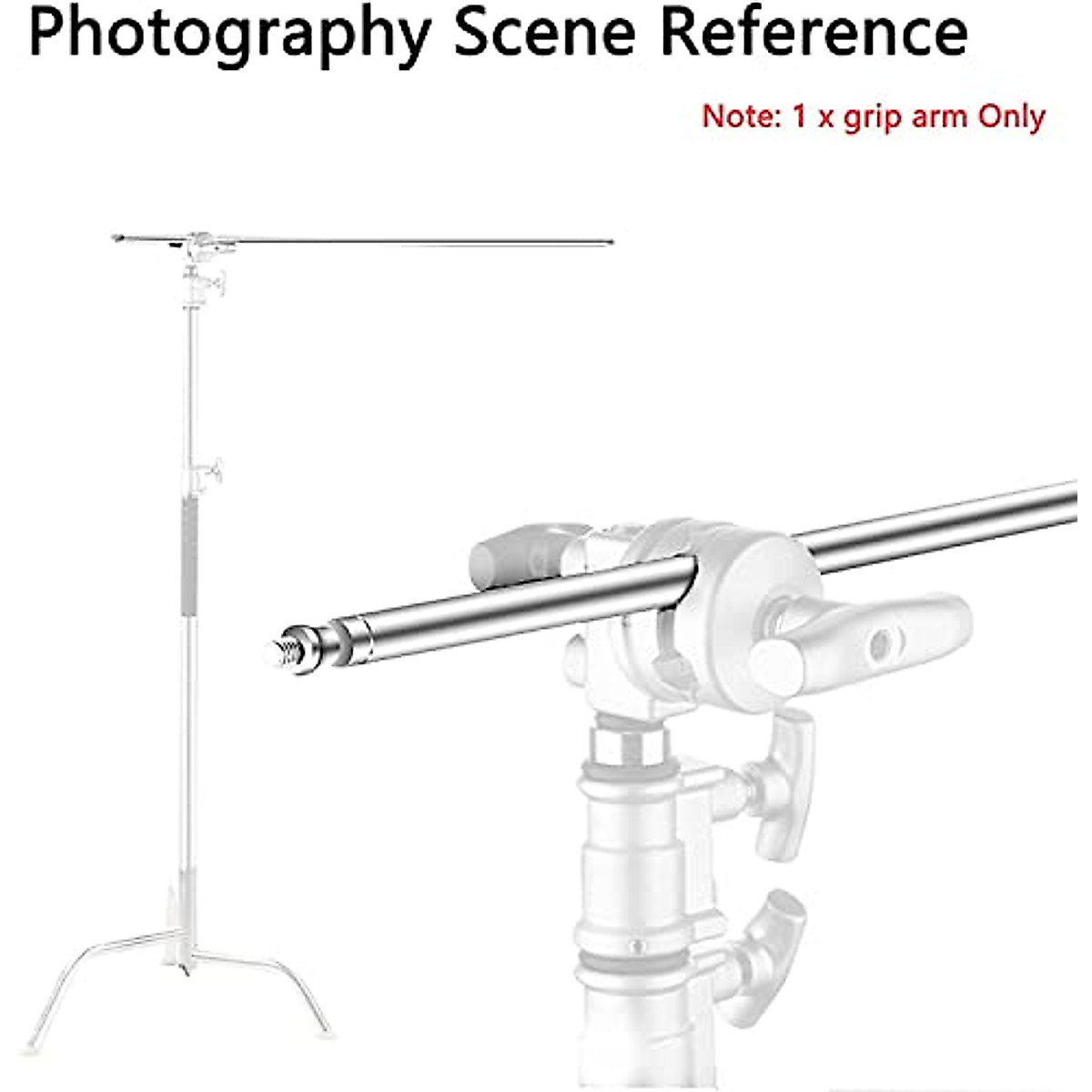 Soonpho 50 inch Extension Grip Crossbar Arm for Heavy Duty C Stand,Solid Boom Pole with 1/4 & 3/8 Thread for Softbox,Reflector,Umbrella,Flags, Diffusion and Other Studio Video Photography Equipment