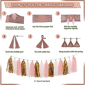 LFSTGN 277 Pcs Baby Shower Decorations for Girl, Rose Gold Baby Shower Decor Supplies - "BABY girl" Banner, Tassel, Balloon, Tableware with Rose Gold Floral for 25 Guests