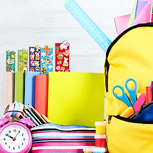 48Pcs Easter Paper Craft Kids DIY Bookmarks Art Craft Kit with Easter Egg Bunny Jesus Cross Stickers, Easter Home School Classroom Game Activities Party Decoration Gift Favor