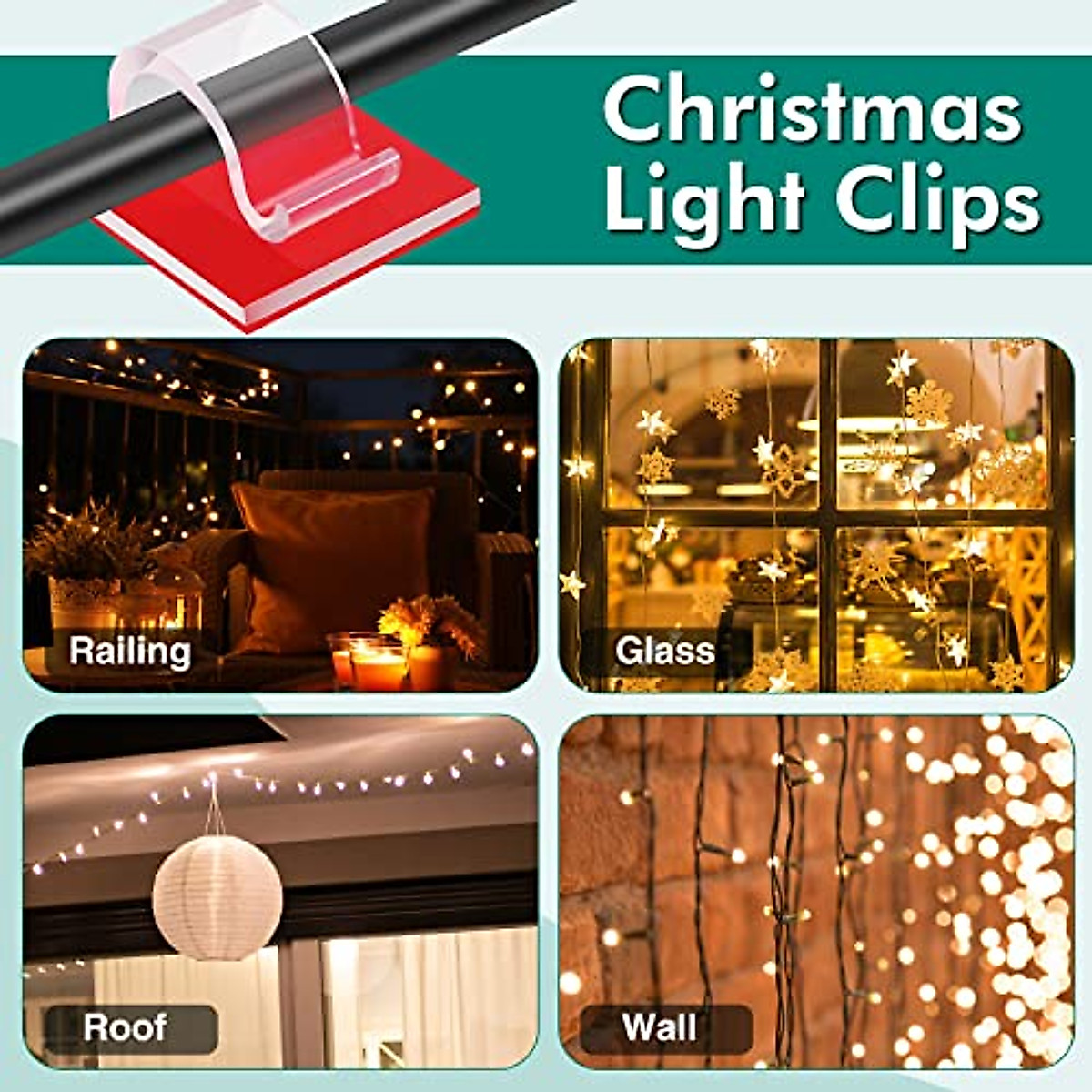 240 Pcs Cable Clips Adhesive Lights Clips Outdoor Wall Cord Clips with Adhesive Tapes Cord Organizer R Shape Cable Clips TV Wire Clips for Office Car Home Light Electric Wires (Clear, Large)